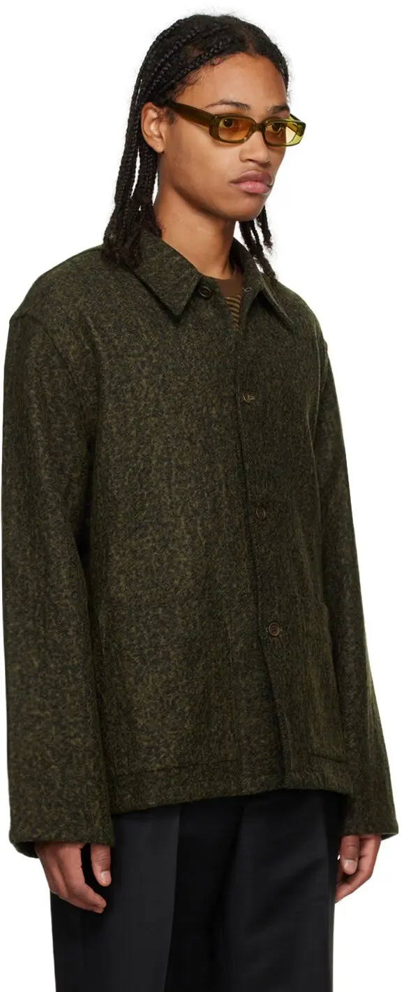 ジャケット・アウター our legacy HAVEN JACKET MOSS FUZZ WOOL Our Legacy - Haven Jacket Black/Moss Fuzz Wool